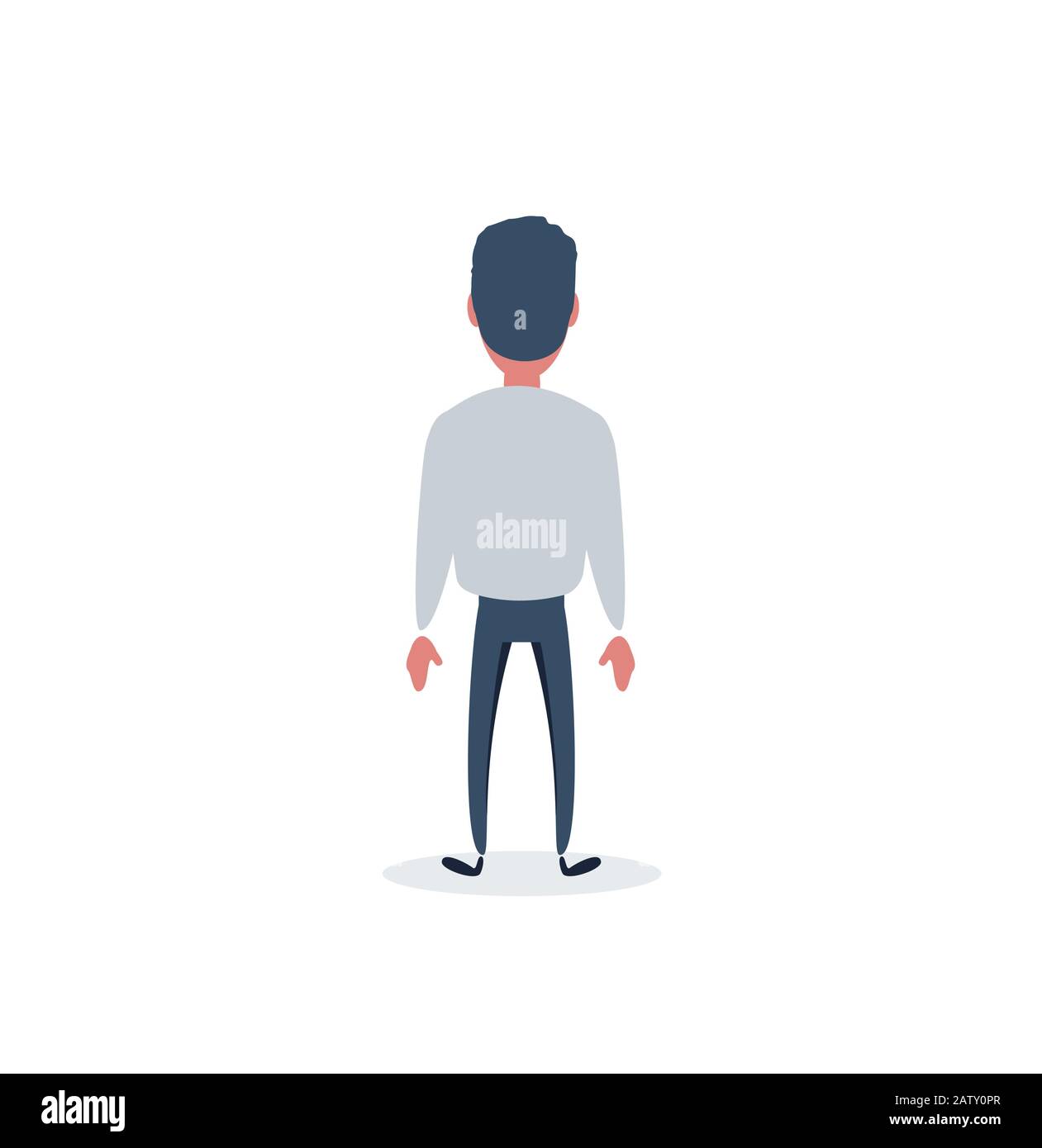 Vector color illustration of a man rear view isolated on white ...