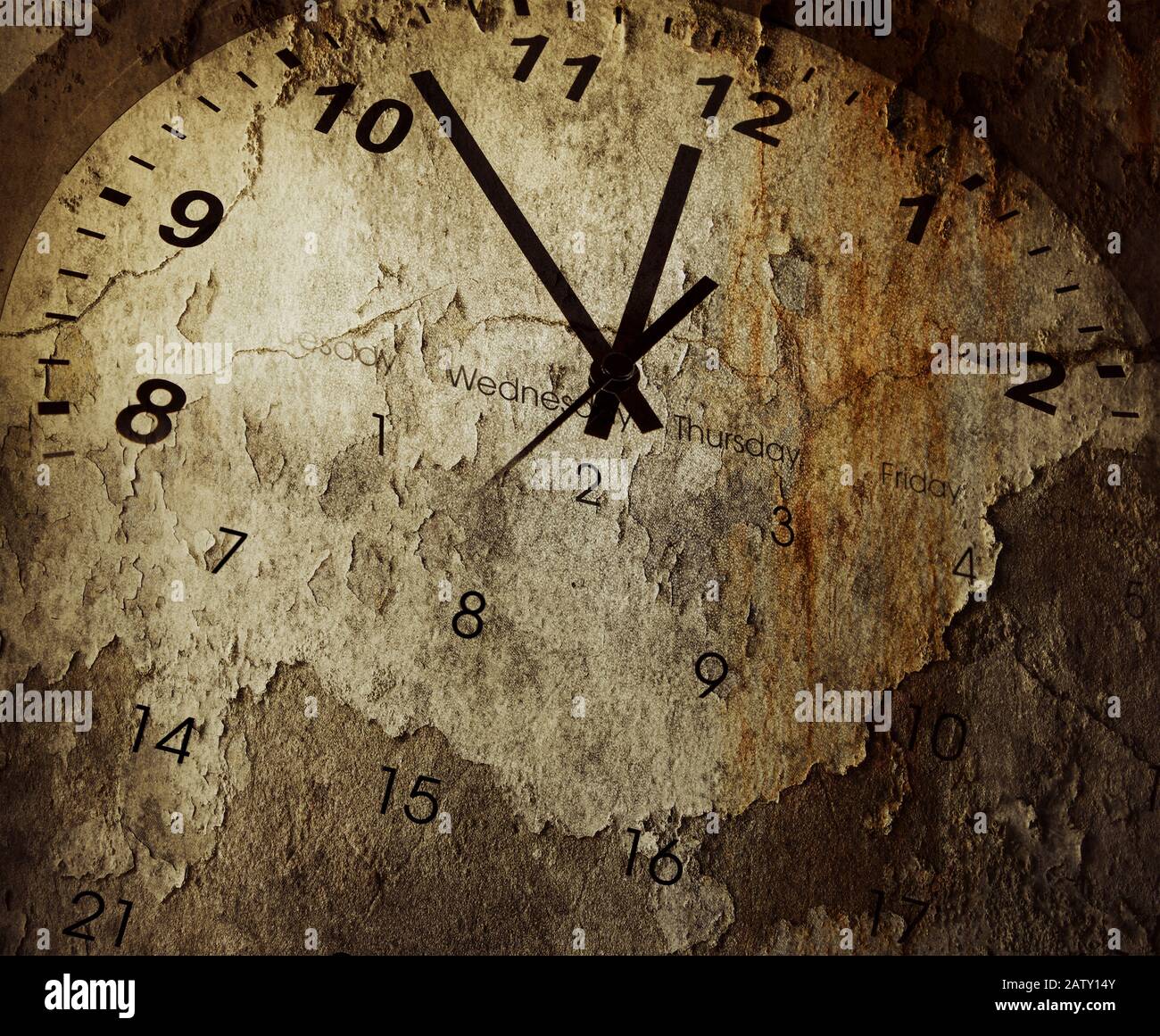Grunge clock face and calendar Stock Photo - Alamy