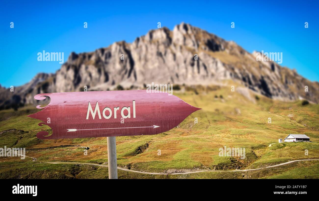 Street Sign the Direction Way to Moral Stock Photo - Alamy