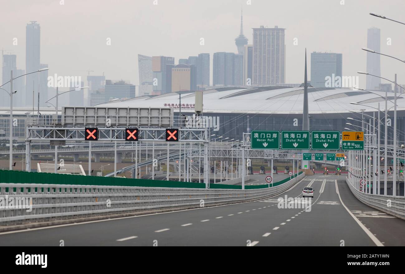 Hong Kong-Zhuhai-Macau Bridge seen empty.Chief Executive Carrie Lam ...