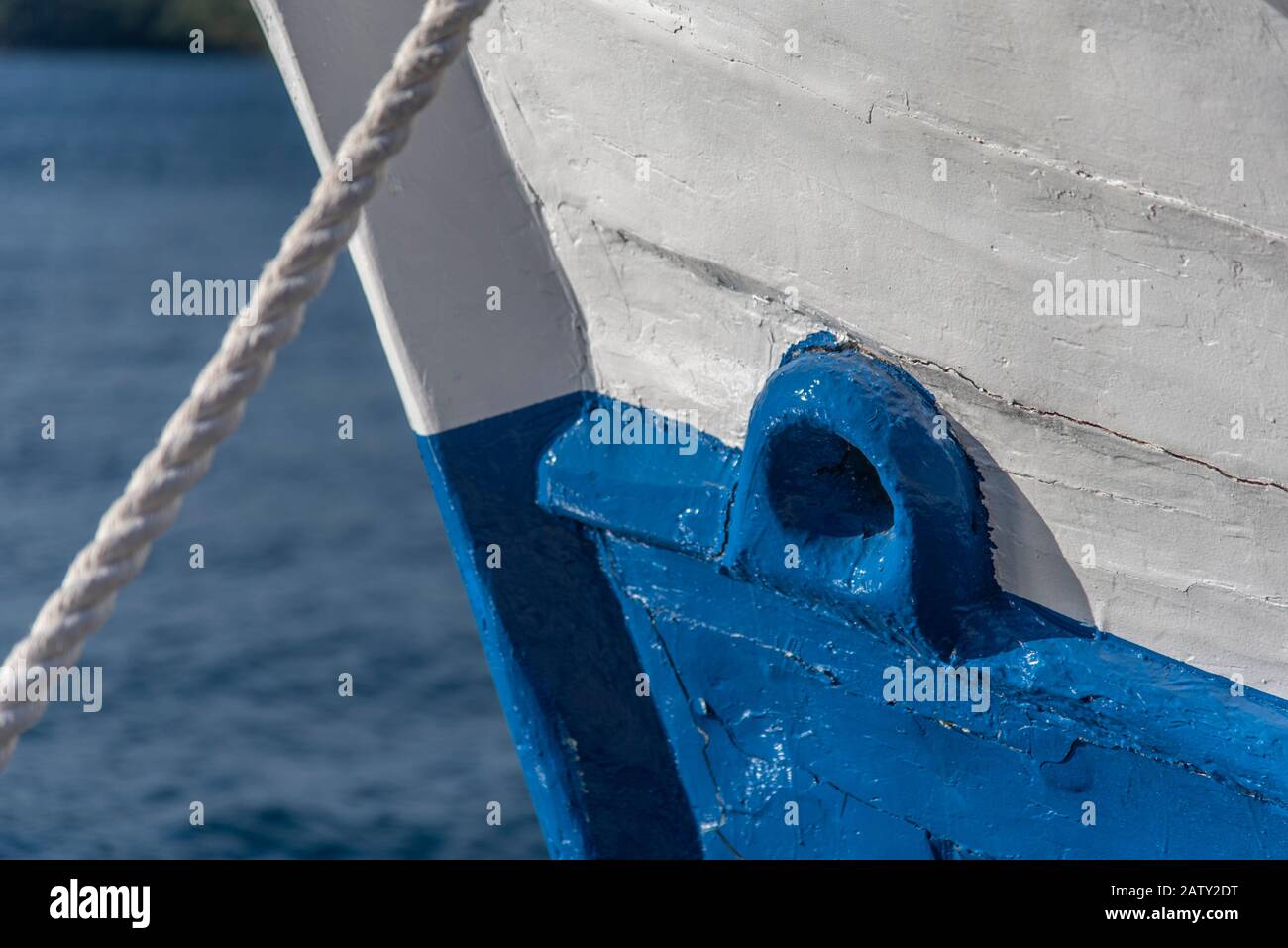 View Of Boat, Ship Bow With Traditional Anchor, Mediterranean Old ...
