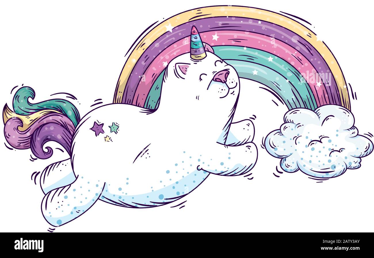 Cute cat rainbow unicorn Stock Vector Images - Alamy