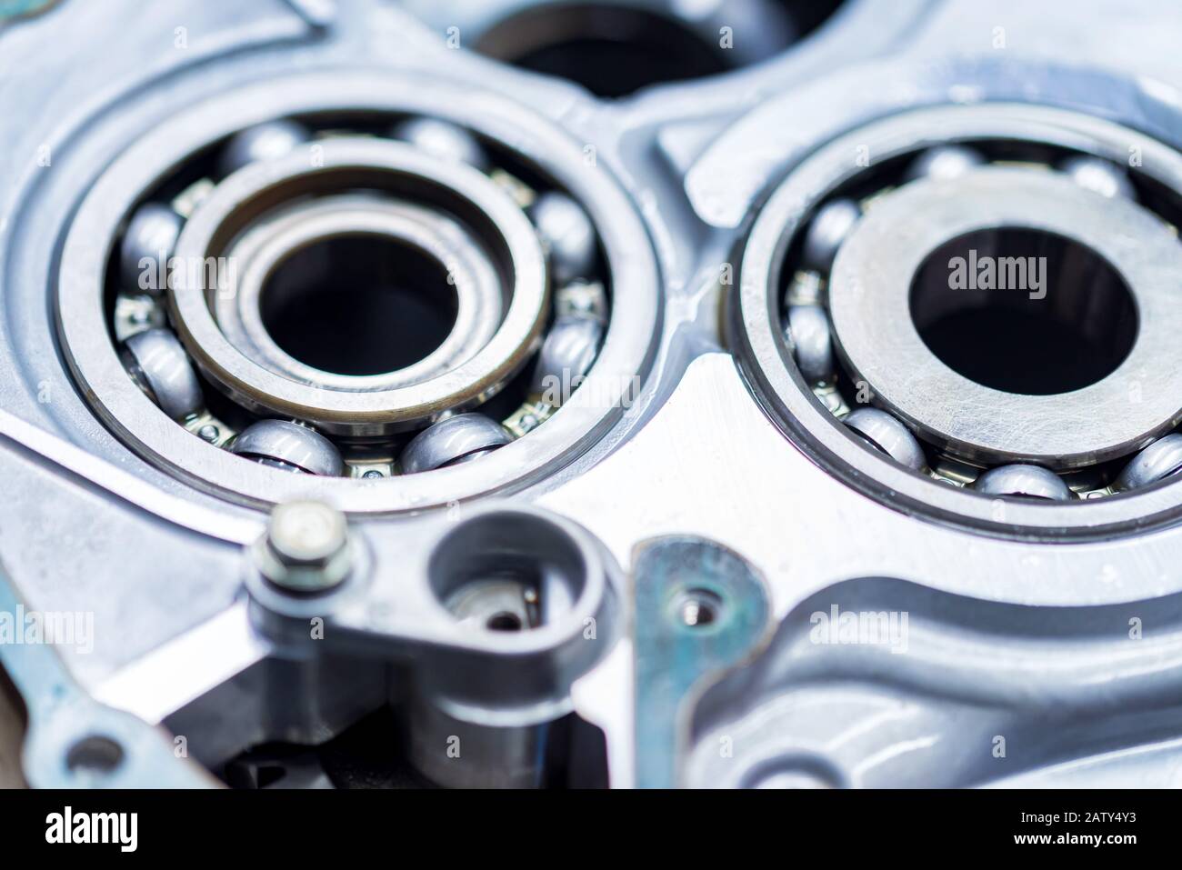 Ball bearing inside vehicle automatic transmission. Close up view in ...