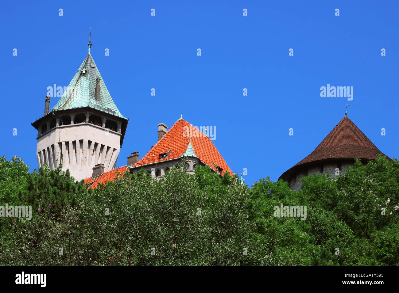 Top view of Smolenice Castle in the summer near the town of Smolenice ...