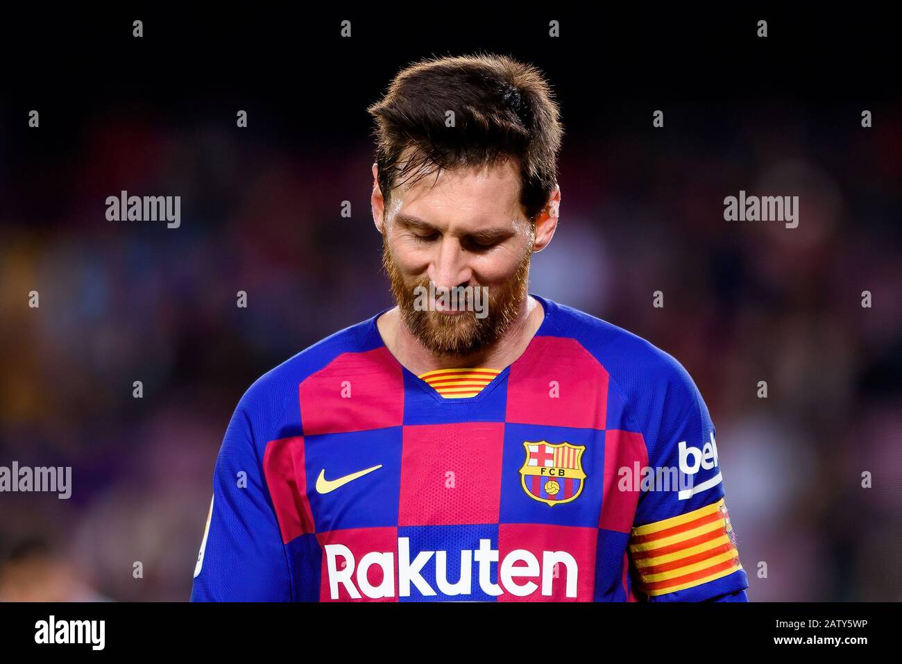 BARCELONA - FEB 2: Messi plays at the La Liga match between FC ...