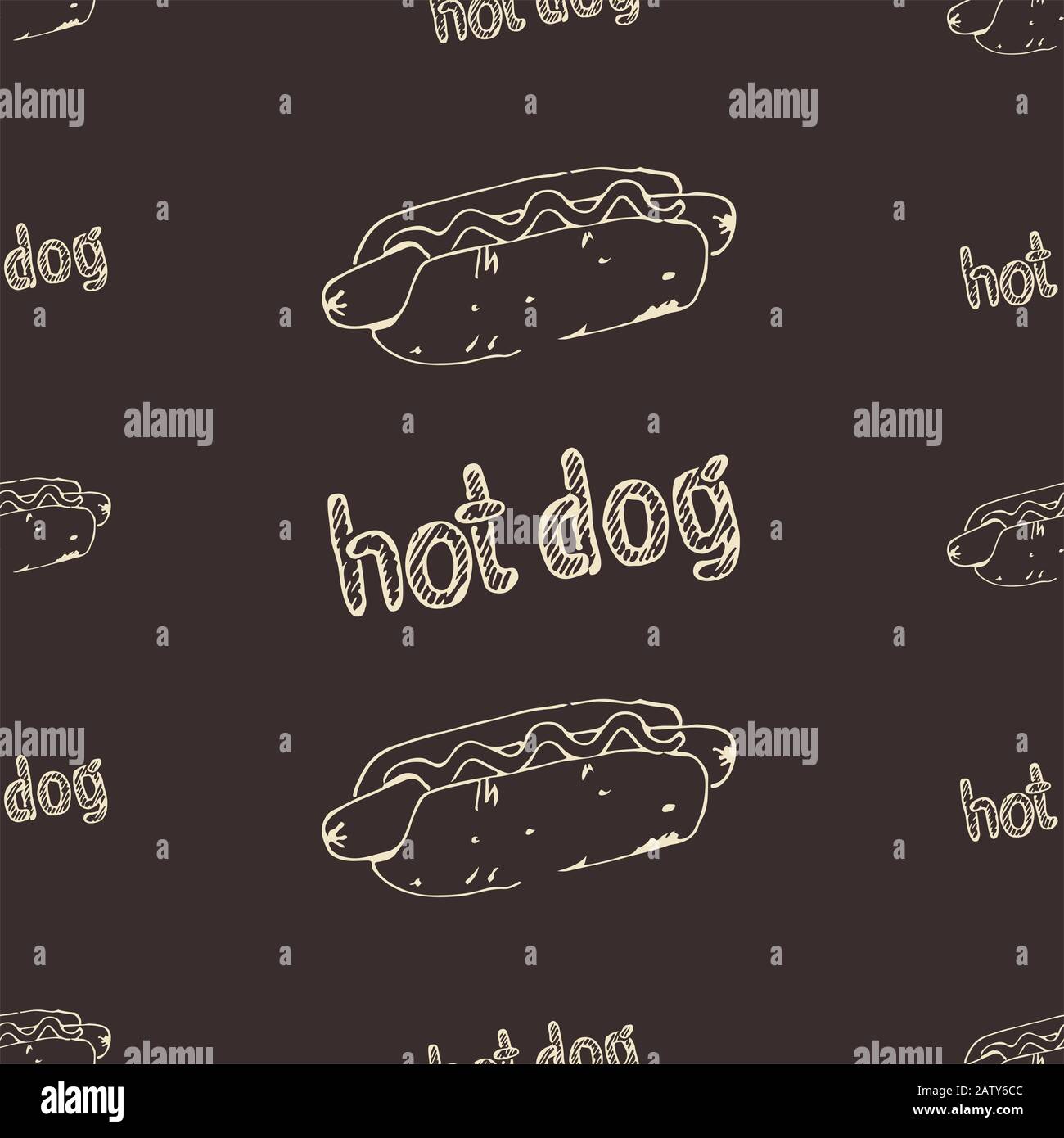 Hot dog seamless pattern. Fast food texture. Continuous background from ...