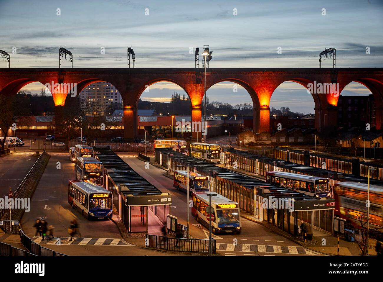 Stockport viaduct and the Stagecoach bus station Stock Photo - Alamy