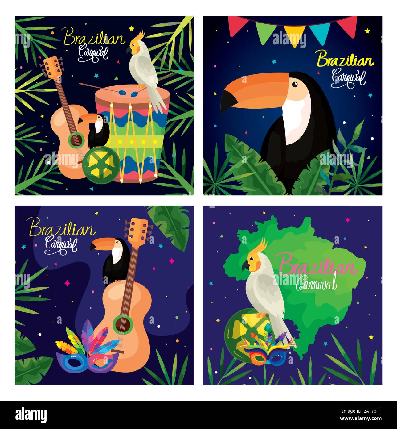 set poster of brazil with decoration Stock Vector Image & Art - Alamy