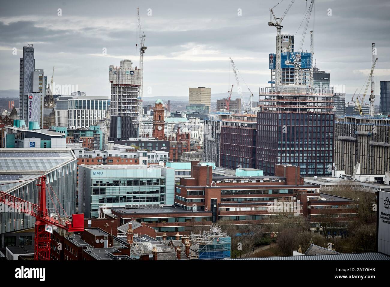 Manchester skyline modern buildings under construction with landmark ...