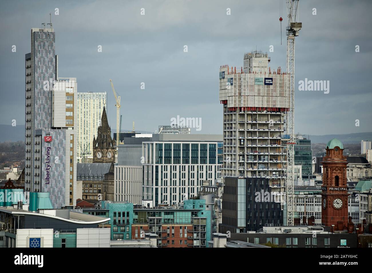 Manchester skyline modern buildings under construction with landmark ...