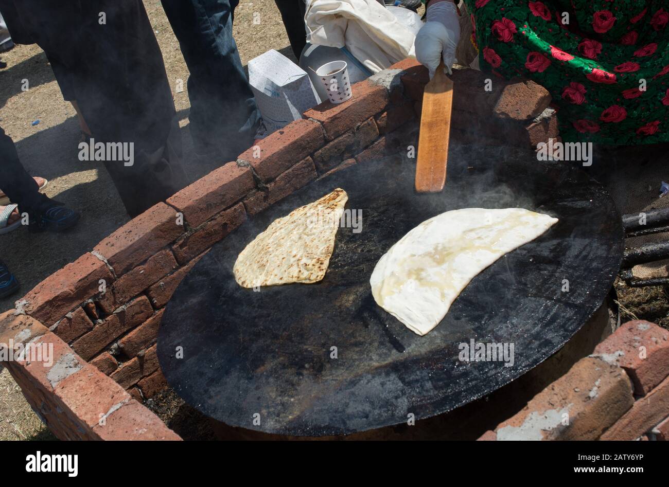 Home making of traditional turkish gozleme pancake Stock Photo - Alamy