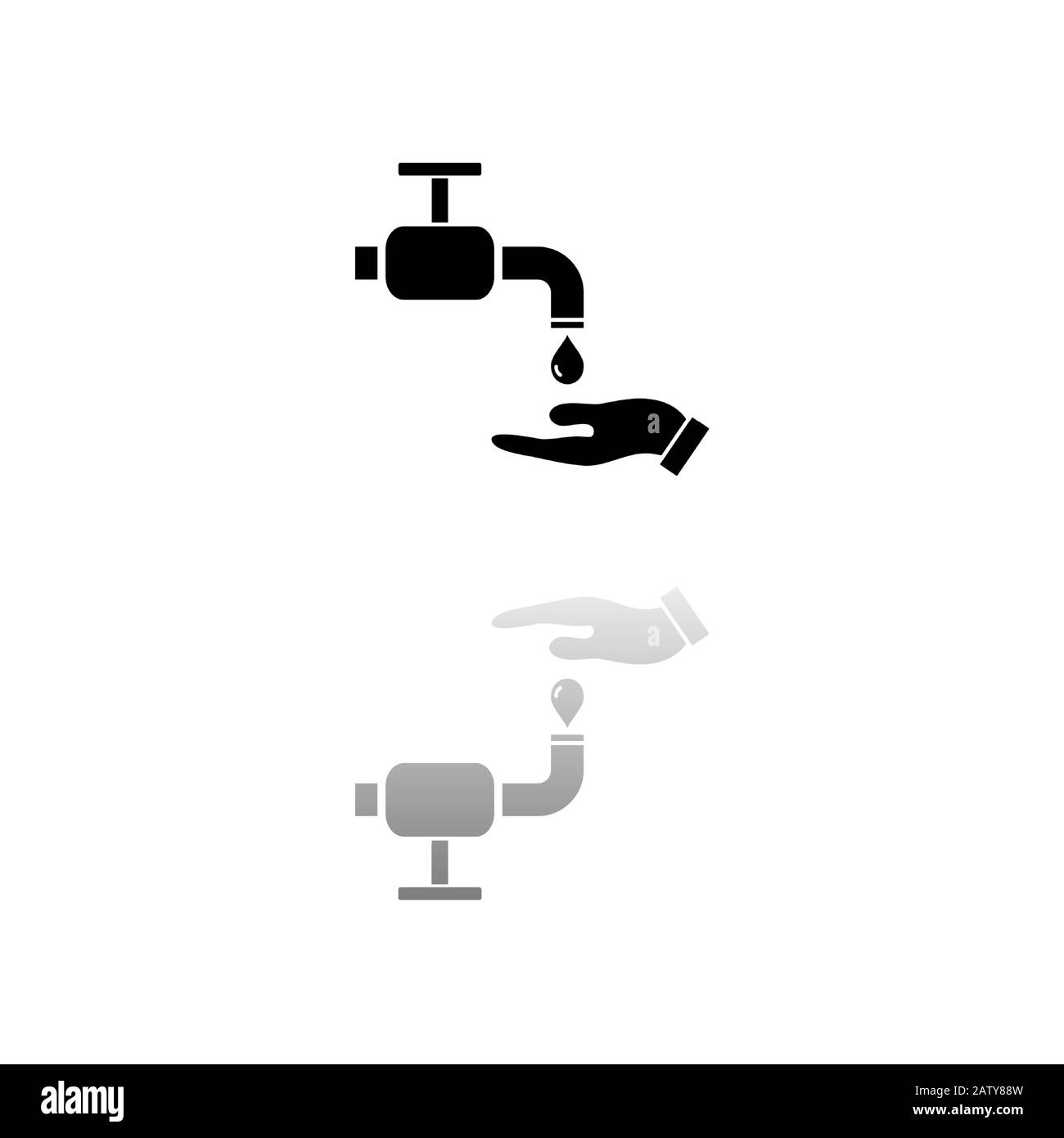 Wash your hands mandatory. Black symbol on white background. Simple ...