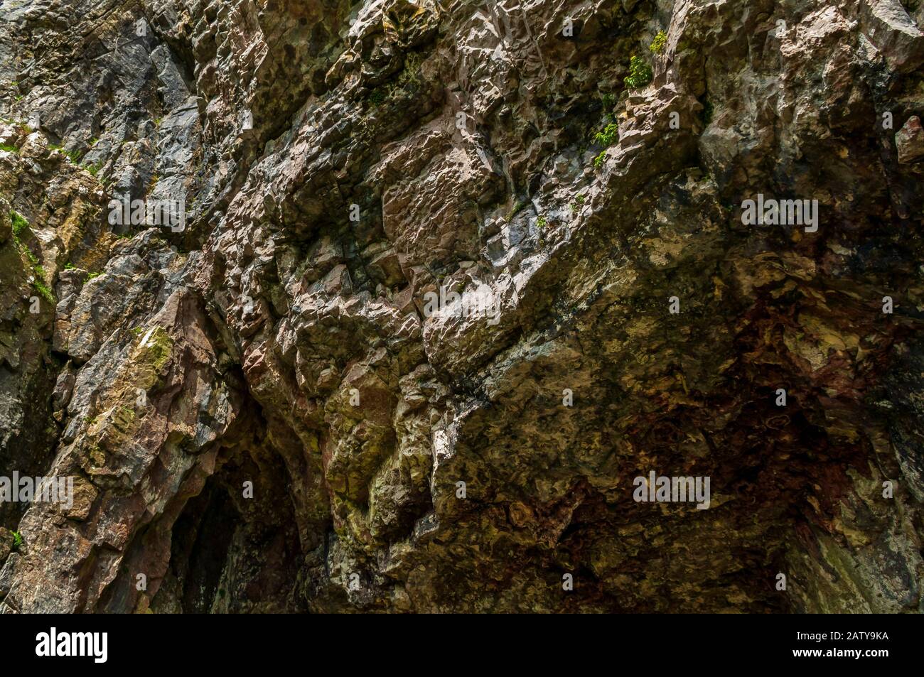 Upward view of the entrance to Victoria Cave, Yorkshire Dales National ...