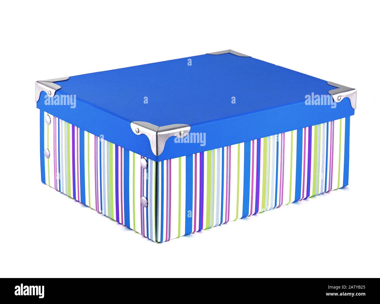 Blue cardboard box isolated on white background. It is a colorful ...