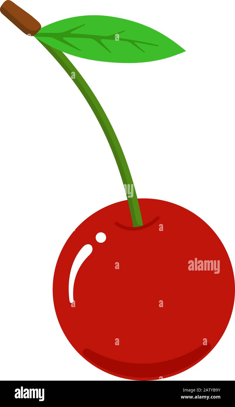 Single cherry fruit flat icon. Fresh sweet natural red one berry with ...