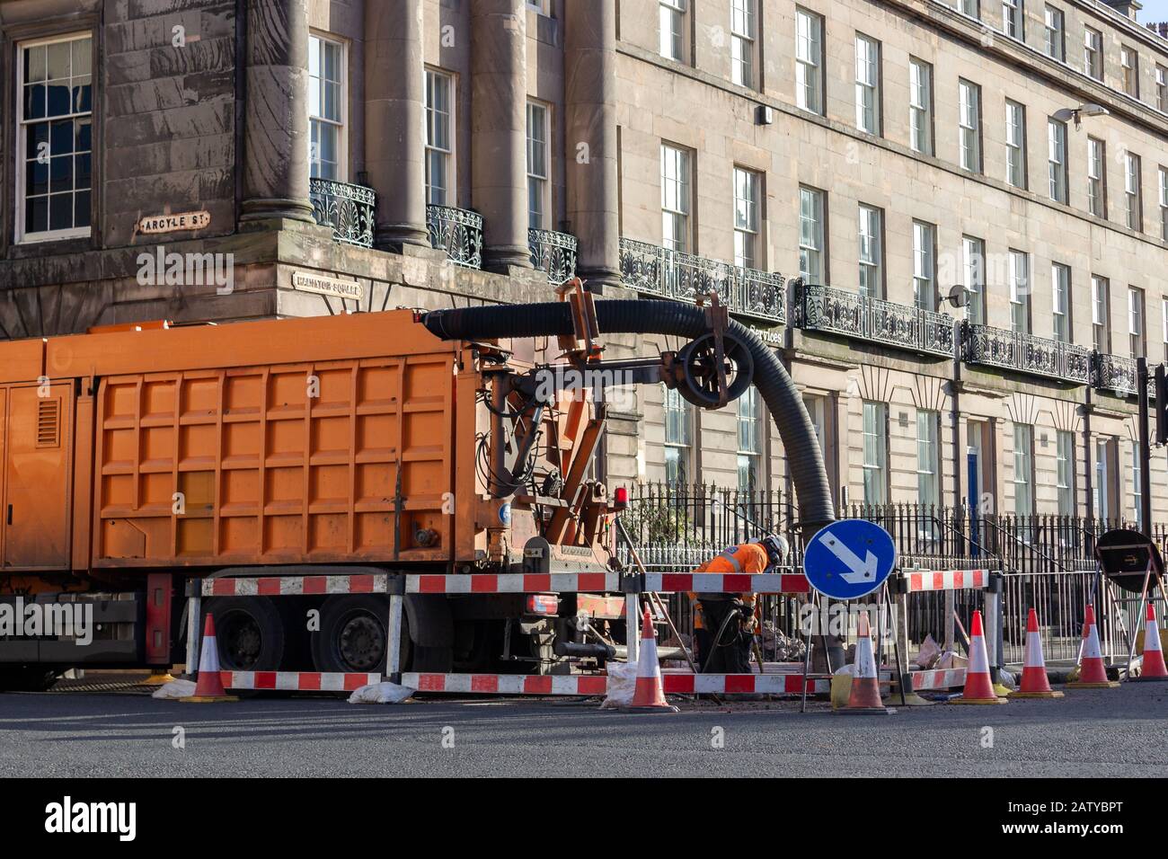 Gas supply maintenance by Cadent workers, Argyle street, Birkenhead ...
