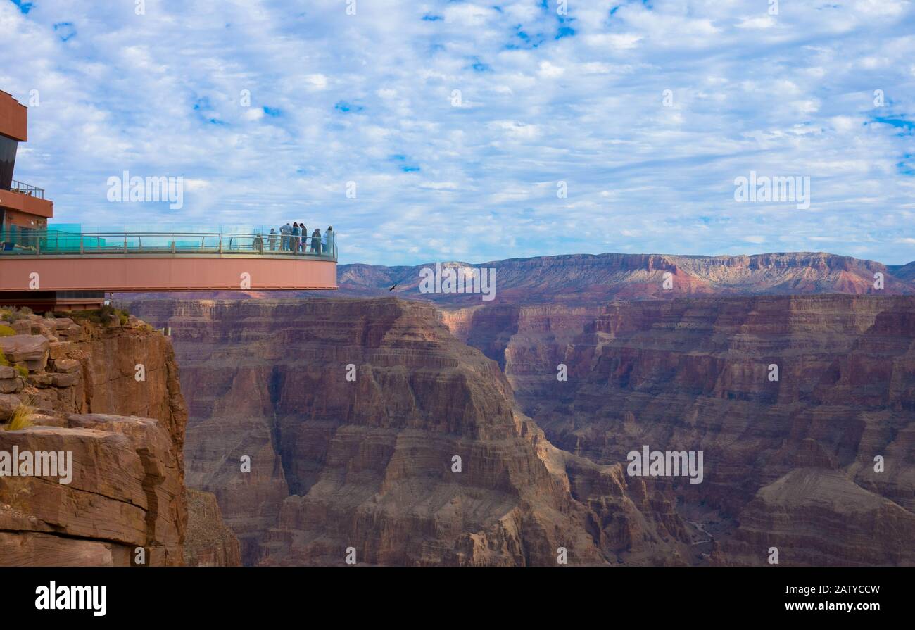 Skywalk glass observation bridge at Grand Canyon Stock Photo - Alamy