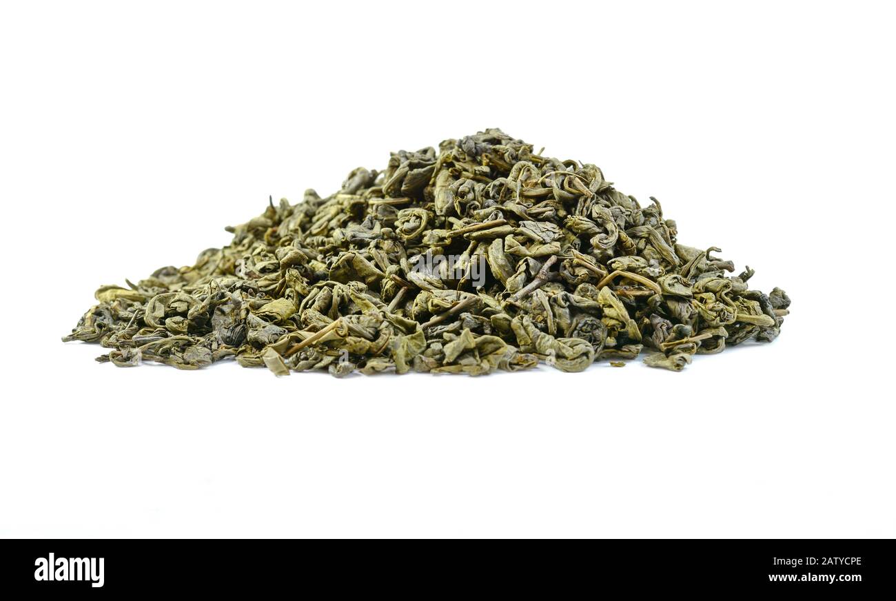 Dry green tea isolated on white background Stock Photo - Alamy
