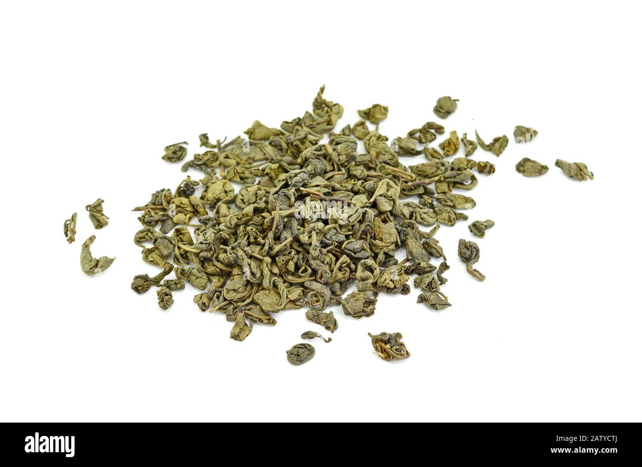 Dry green tea isolated on white background Stock Photo - Alamy