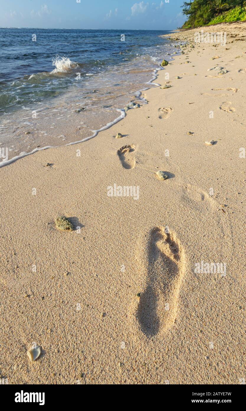 Footprints in the sand beach, Grand Cayman Island Stock Photo - Alamy