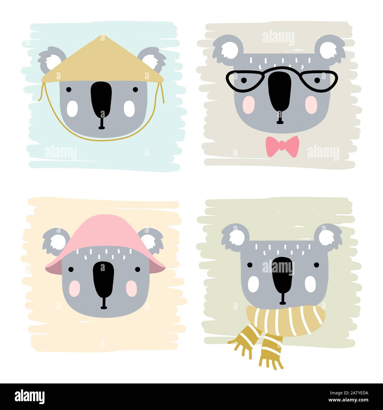 Seamless texture of the head of a cute koala with leave Stock Vector ...