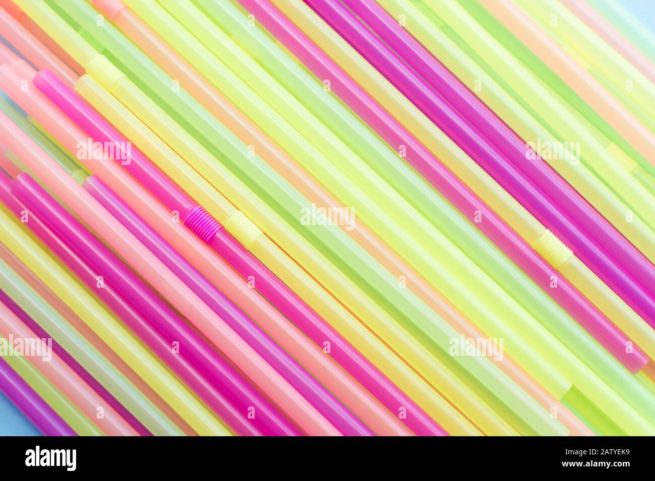 Colored plastic drinking straws texture background. Say no for plastic ...