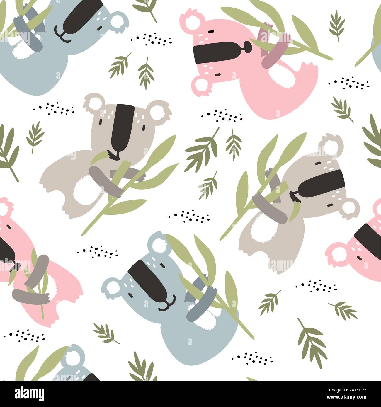 Seamless pattern with cute koalas childish illustration Stock Vector Image & Art - Alamy