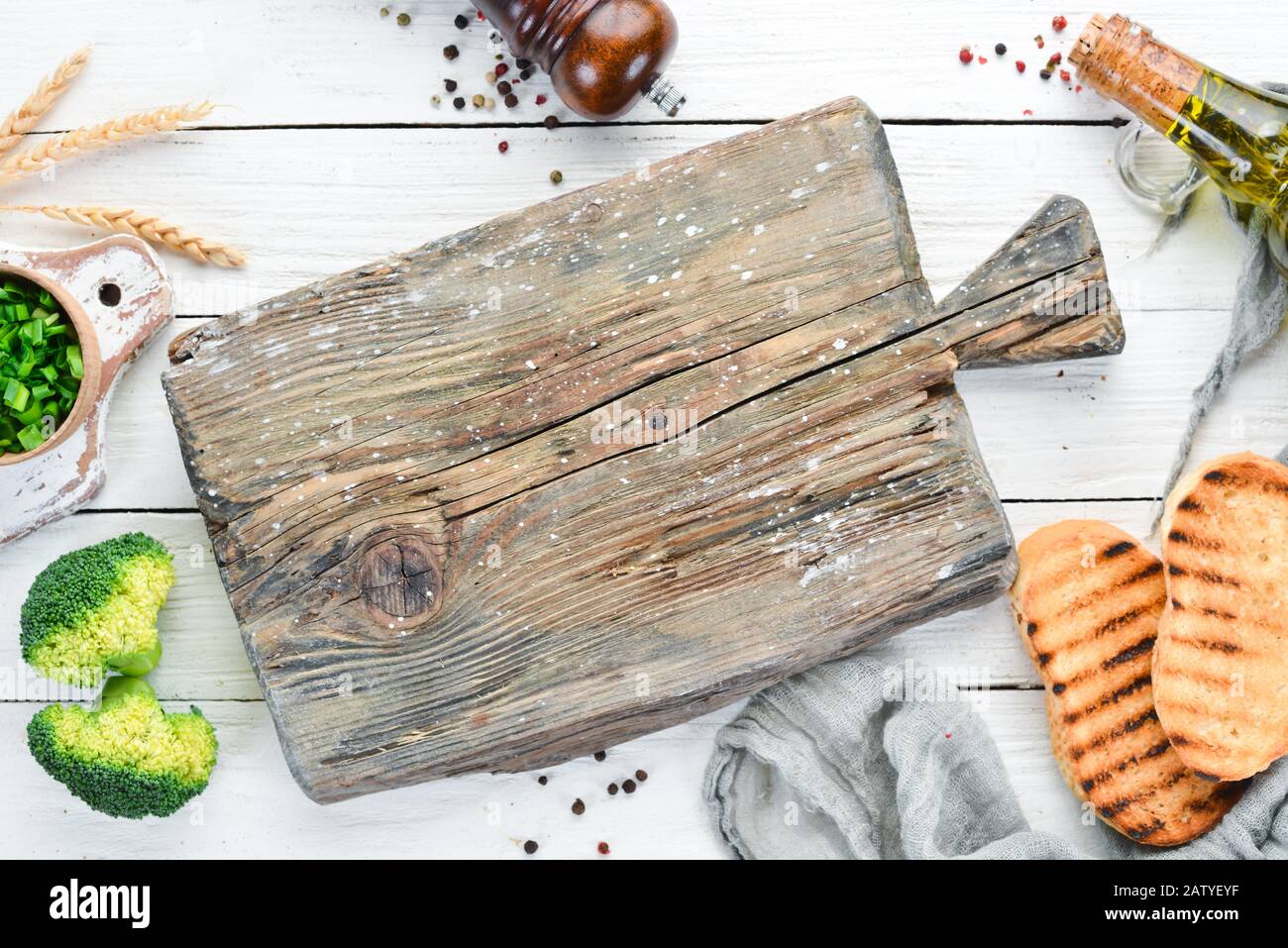 Kitchen wooden board with ingradents. cooking concept. Top view. Free ...