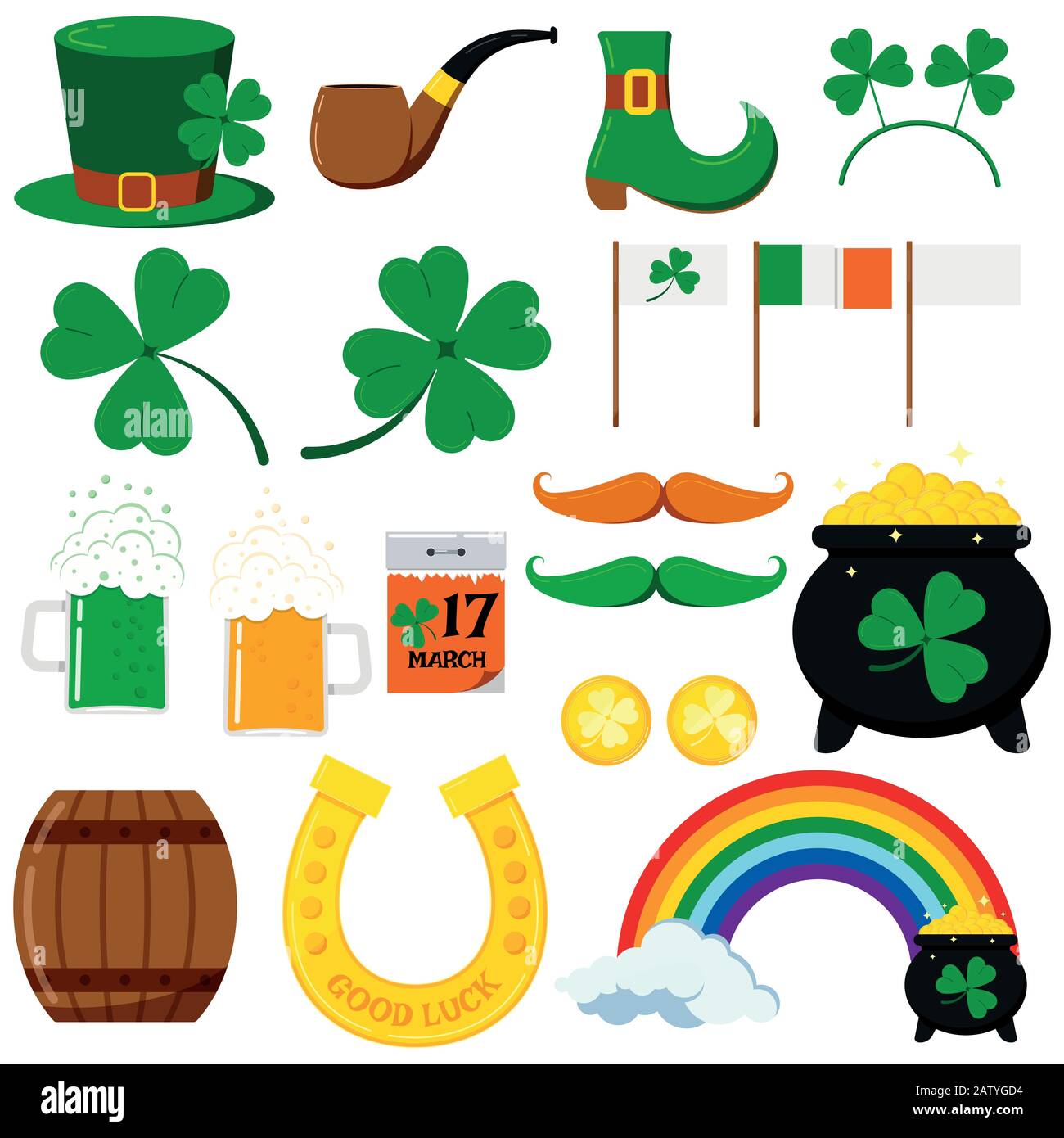 St. Patrick s day vector graphic design icons set isolated on white ...