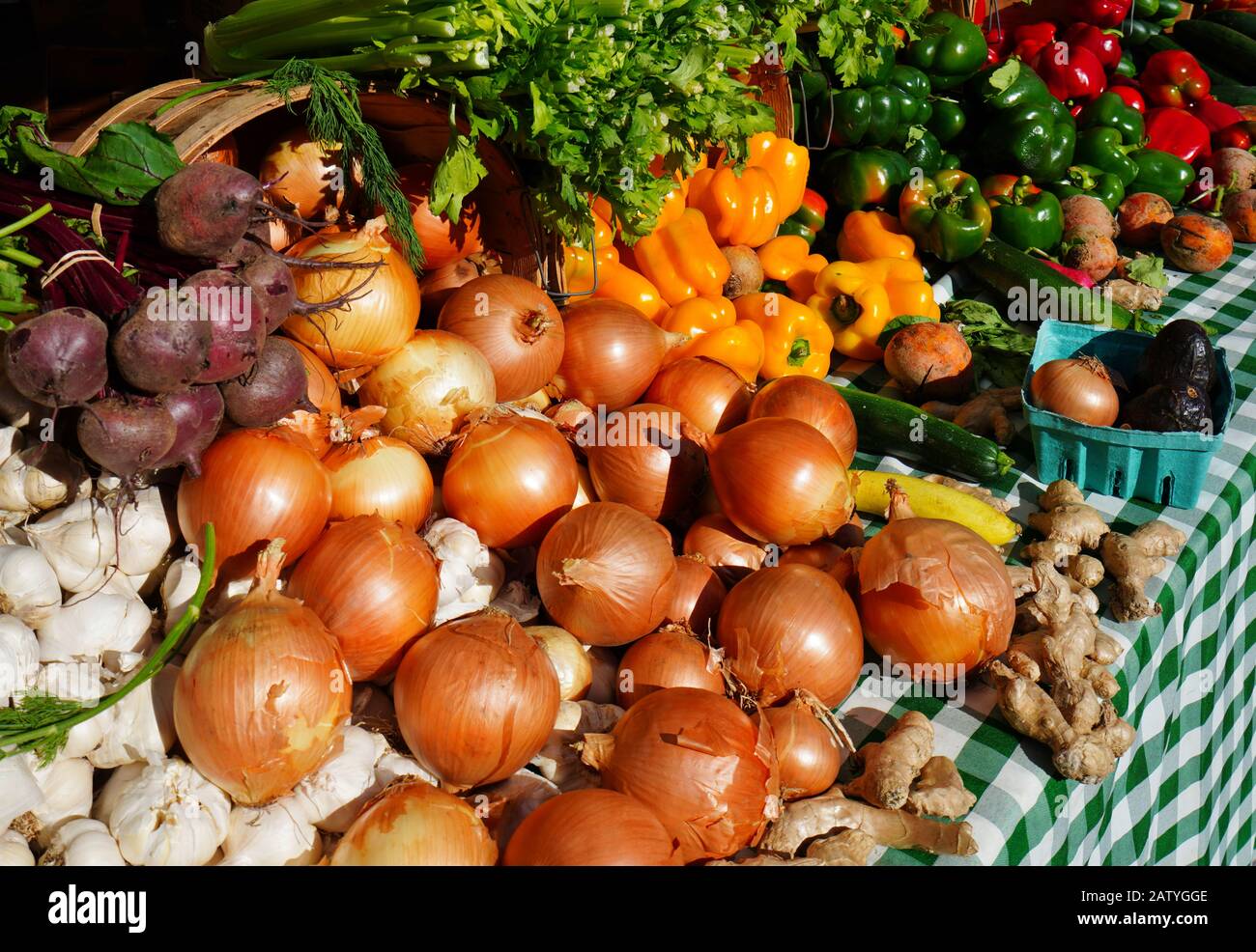 Colorful fresh vegetable produce at a farmers market Stock Photo - Alamy