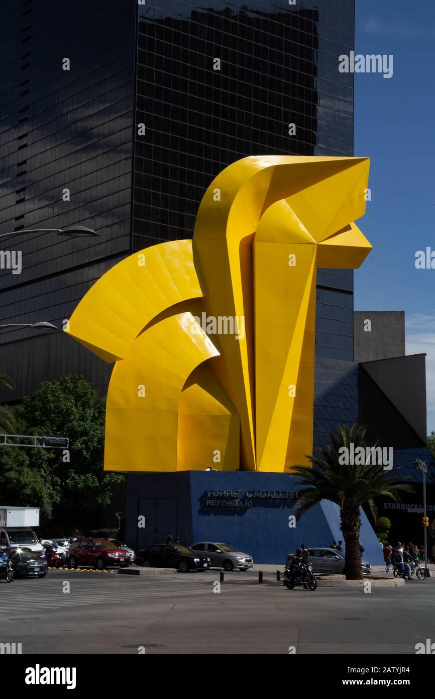 El Caballito - Cabeza de caballo or Horses Head - yellow sculpture on ...