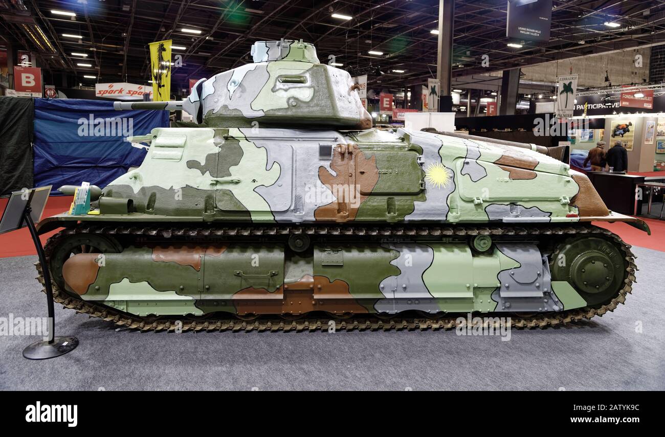 Paris, France. 4th Feb, 2020. Tank Somua S 35 The Retromobile show ...
