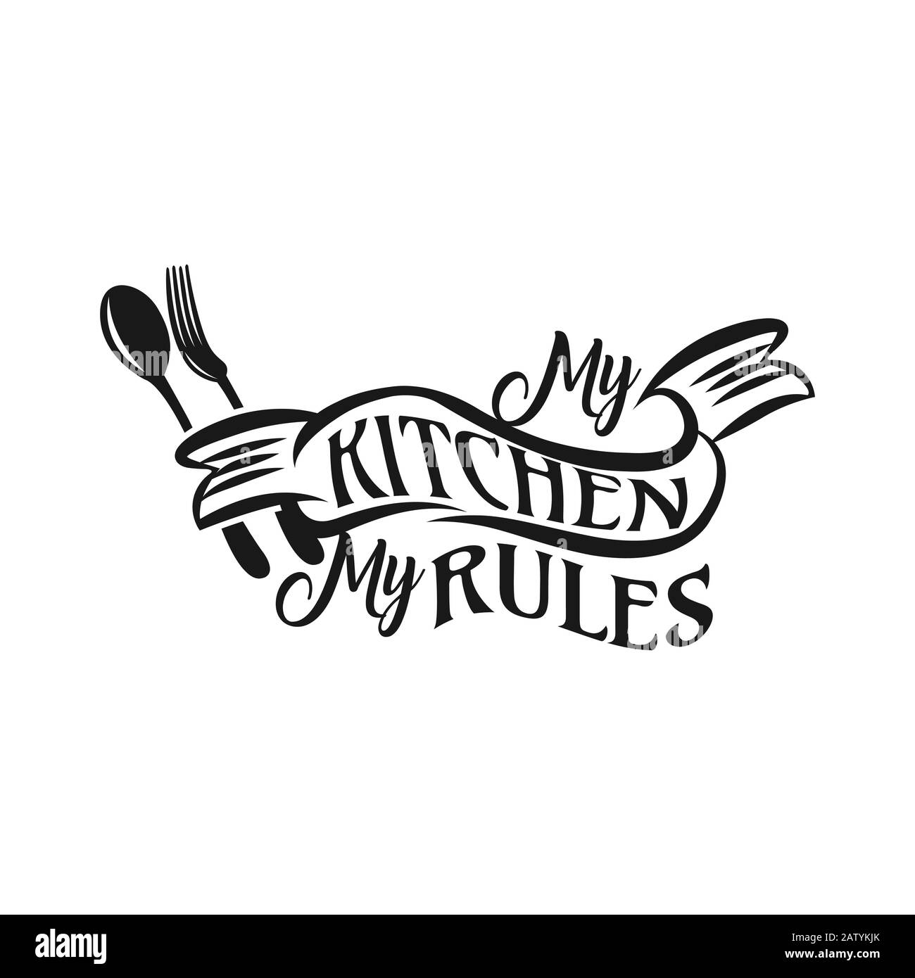 My kitchen my rules. Cooking related lettering poster. Vector vintage ...