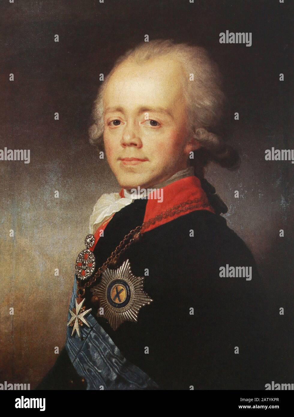 Russian Emperor Paul I. Painting by V. Borovikovsky, 19th century Stock ...