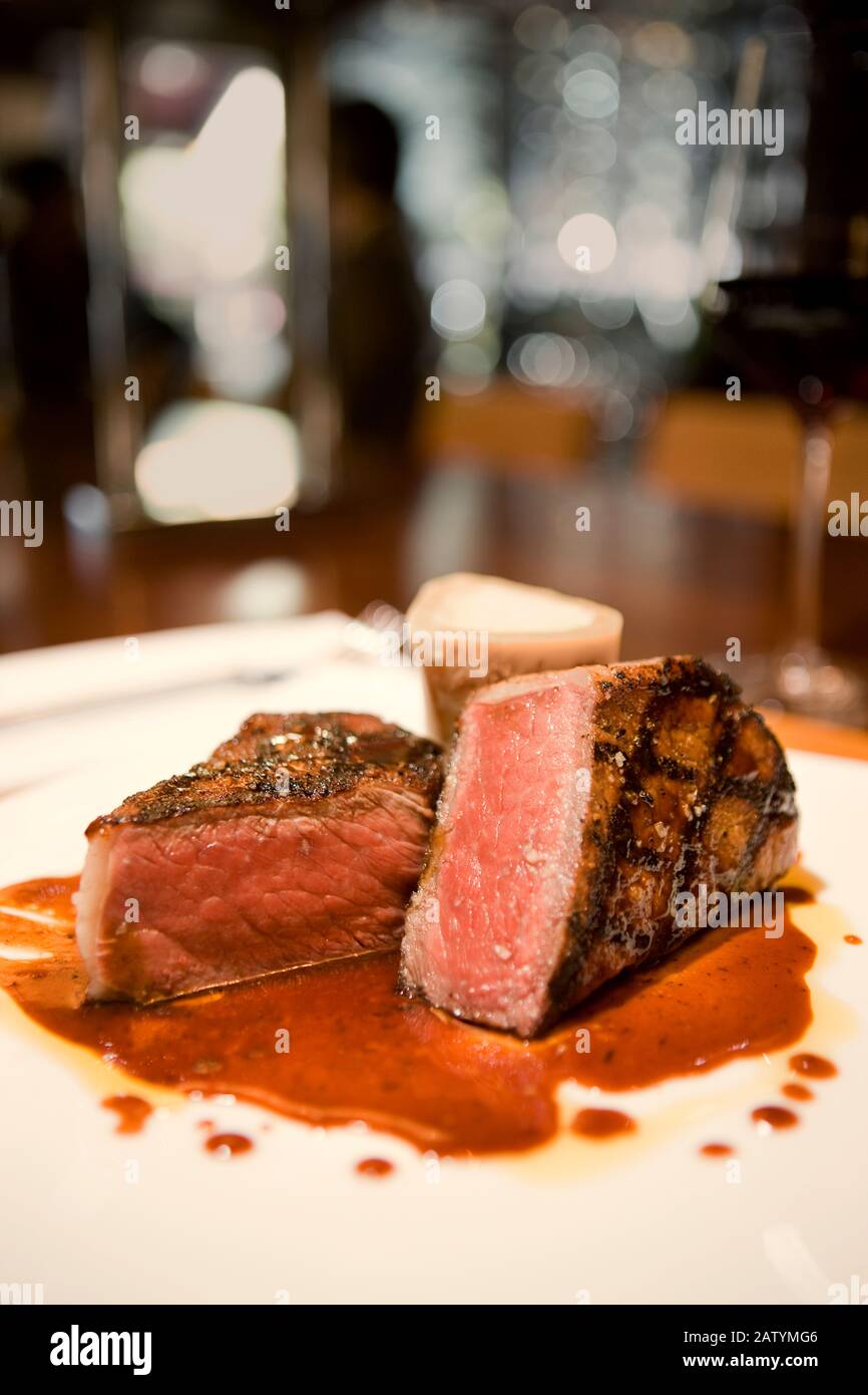 Gourmet beef based dish served at a luxury restaurant Stock Photo - Alamy