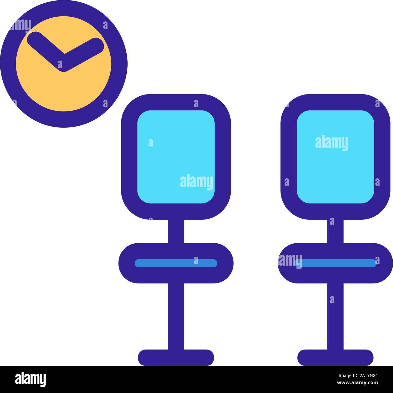 Two chairs being an icon vector. Isolated contour symbol illustration ...