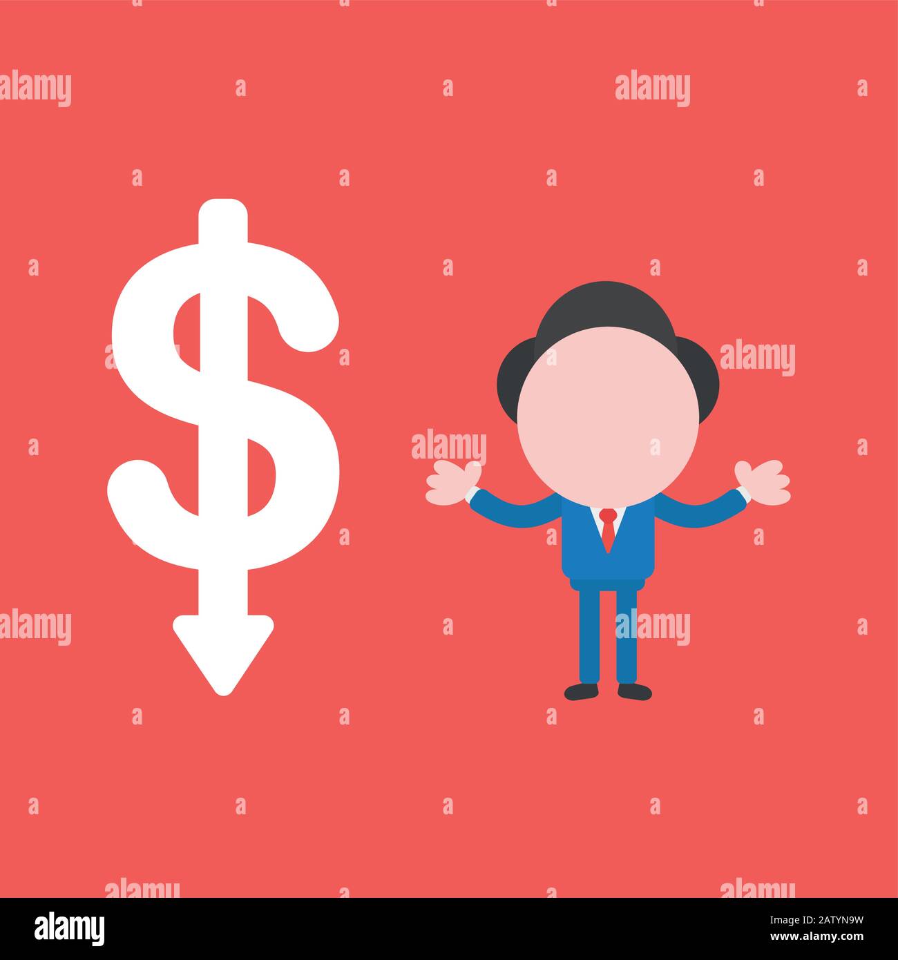 Vector cartoon illustration concept of faceless businessman mascot ...