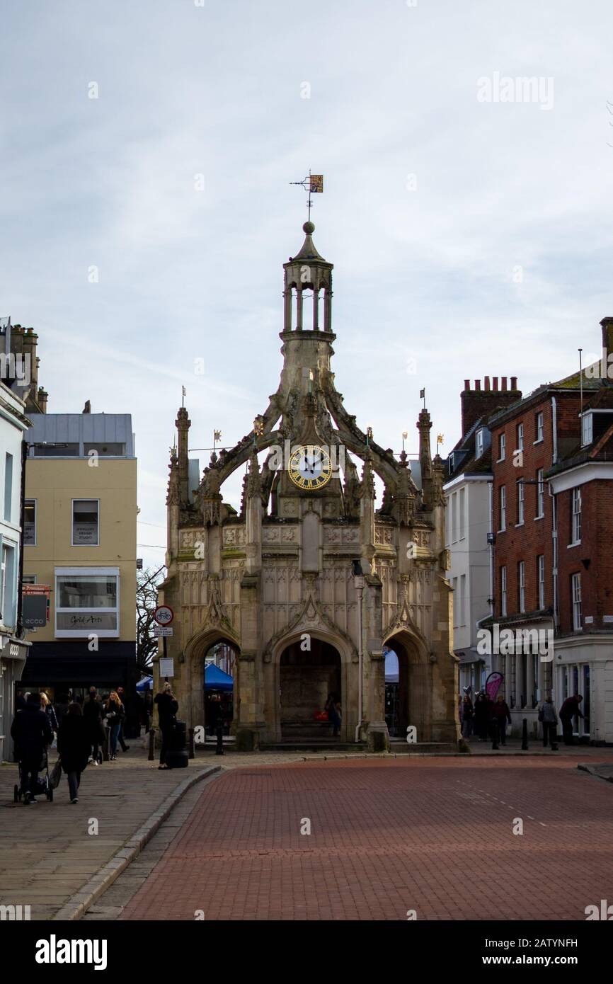 The chichester cross clock tower in Chichester town centre, west Sussex ...