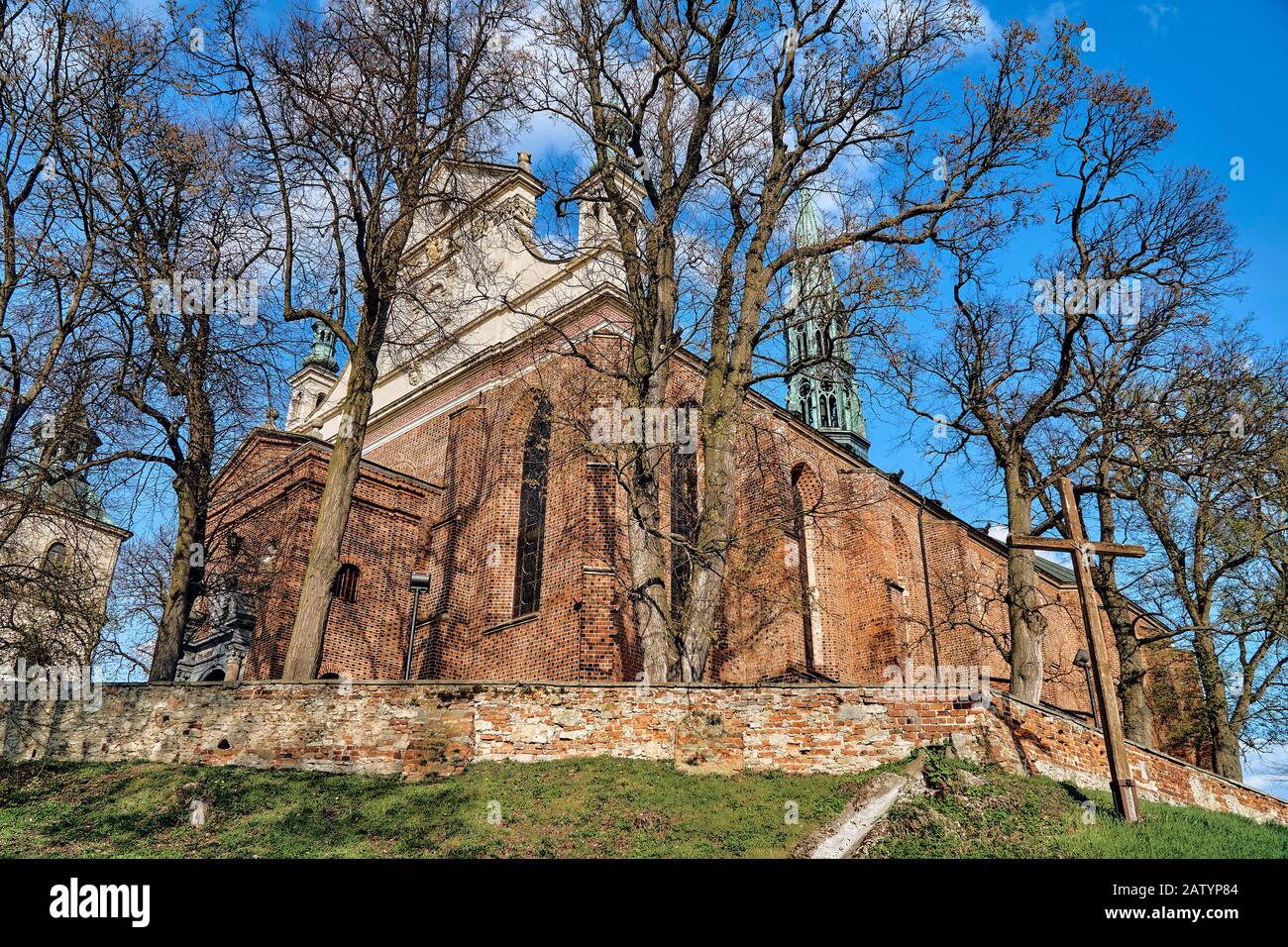 Beautiful panoramic aerial drone view to the Sandomierz Royal Castle ...
