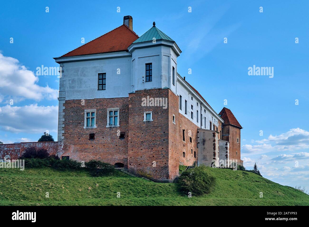 Beautiful panoramic aerial drone view to the Sandomierz Royal Castle ...