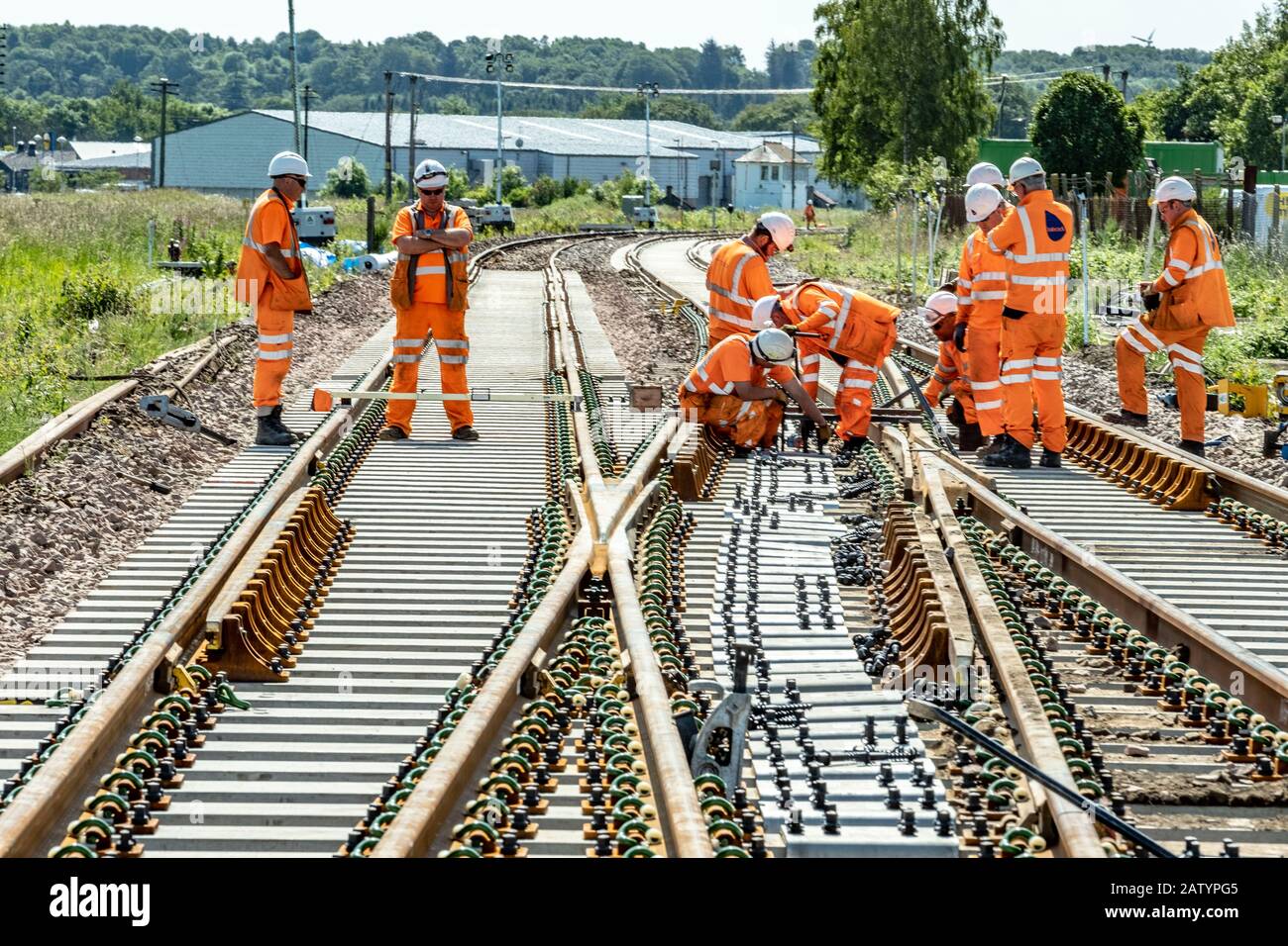 New tail tracks being laid Stock Photo - Alamy