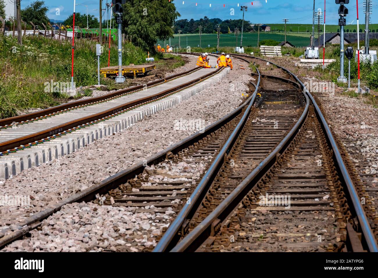 New tail tracks being laid Stock Photo - Alamy