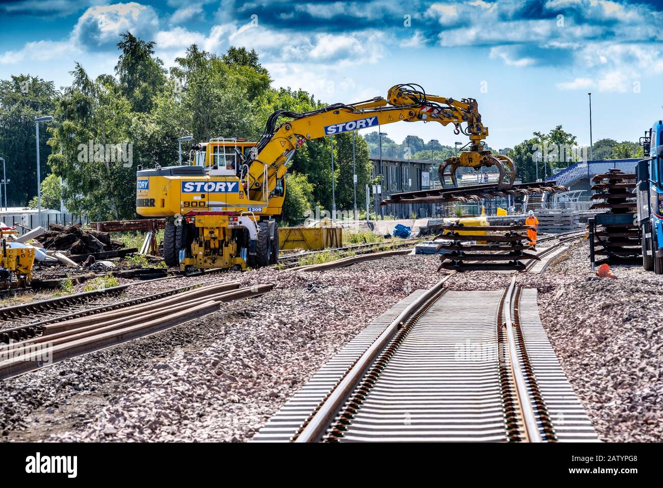 Cable laying by railway Stock Photo - Alamy