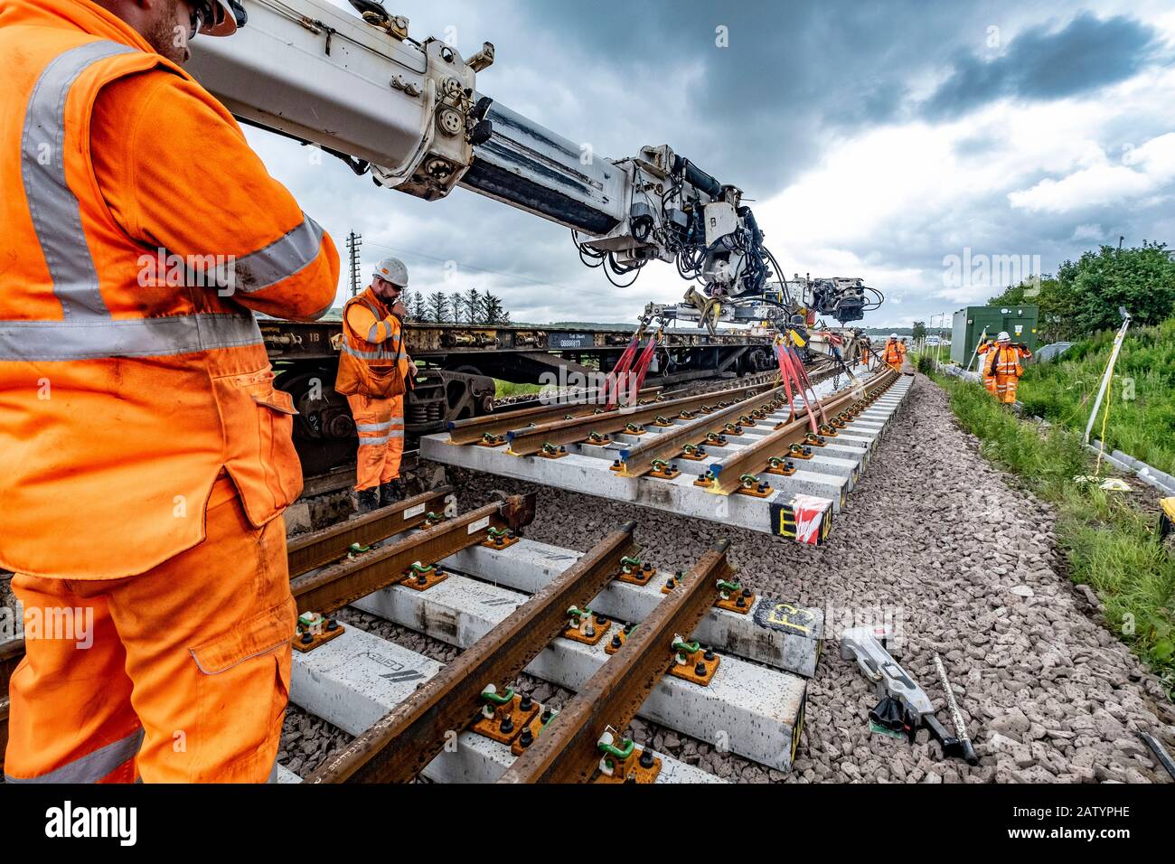 New tail tracks being laid Stock Photo - Alamy