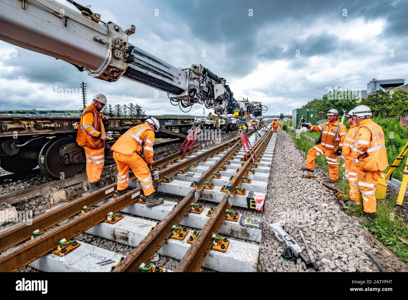 New tail tracks being laid Stock Photo - Alamy