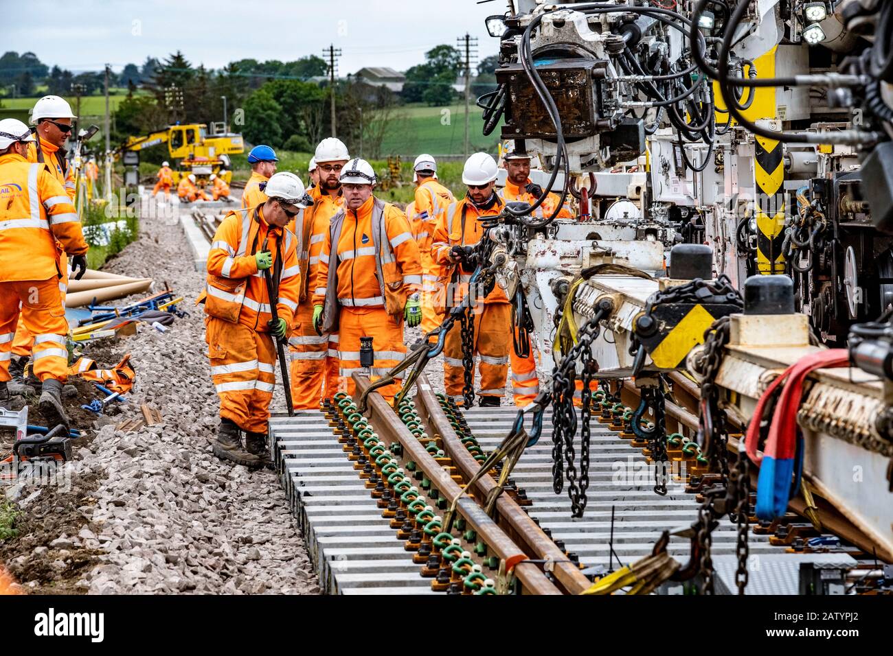New tail tracks being laid Stock Photo - Alamy