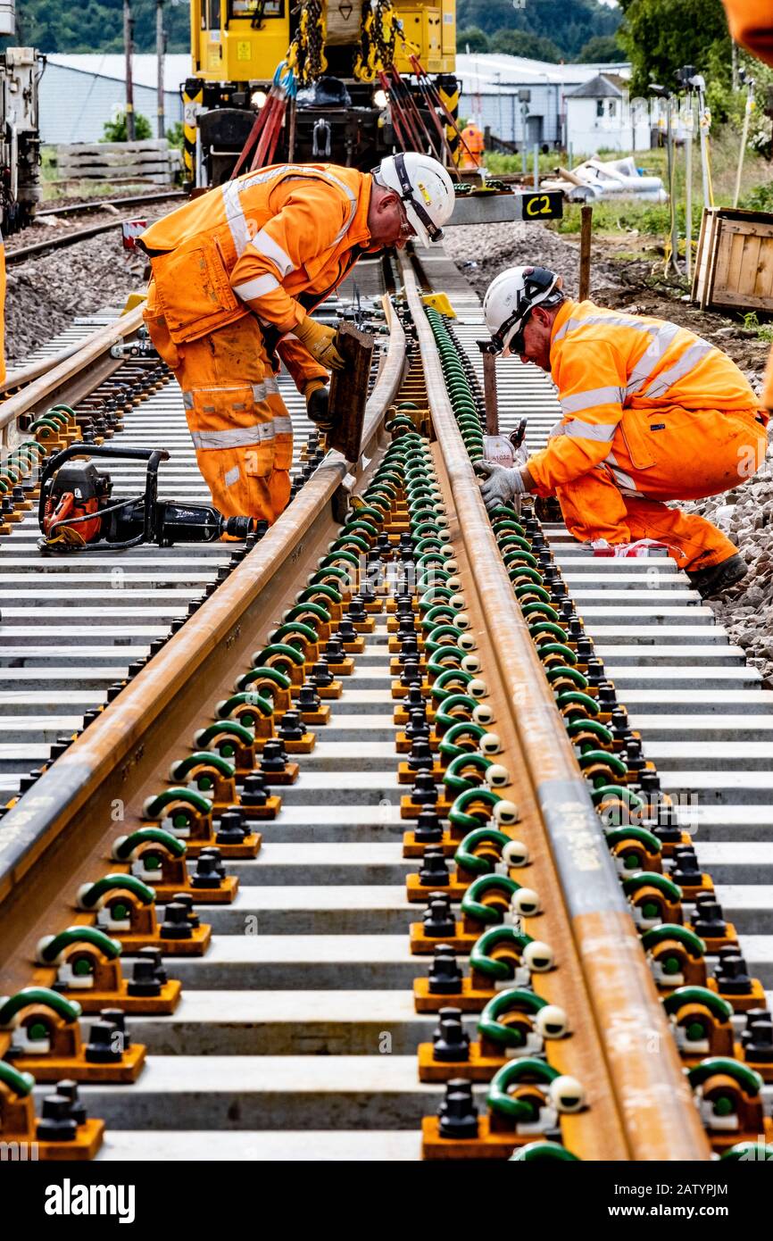 New tail tracks being laid Stock Photo - Alamy