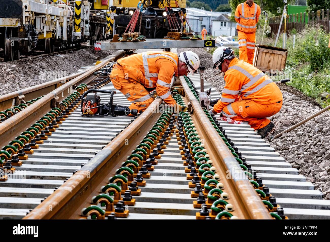 New tail tracks being laid Stock Photo - Alamy