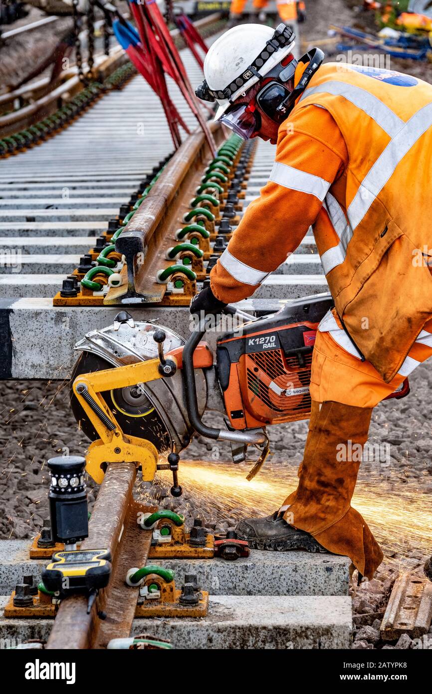 New tail tracks being laid Stock Photo - Alamy