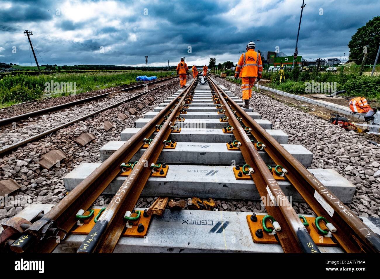 New tail tracks being laid Stock Photo - Alamy